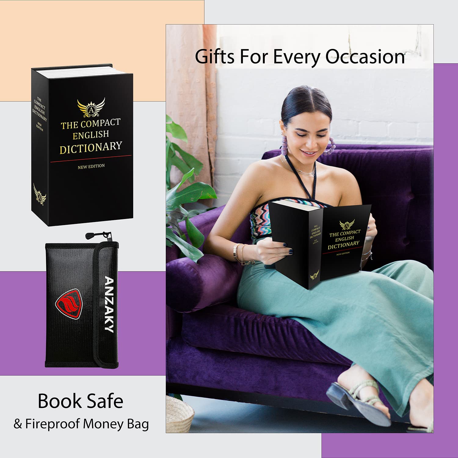 Dictionary Diversion Book Safe with Combination Lock and Fireproof ...