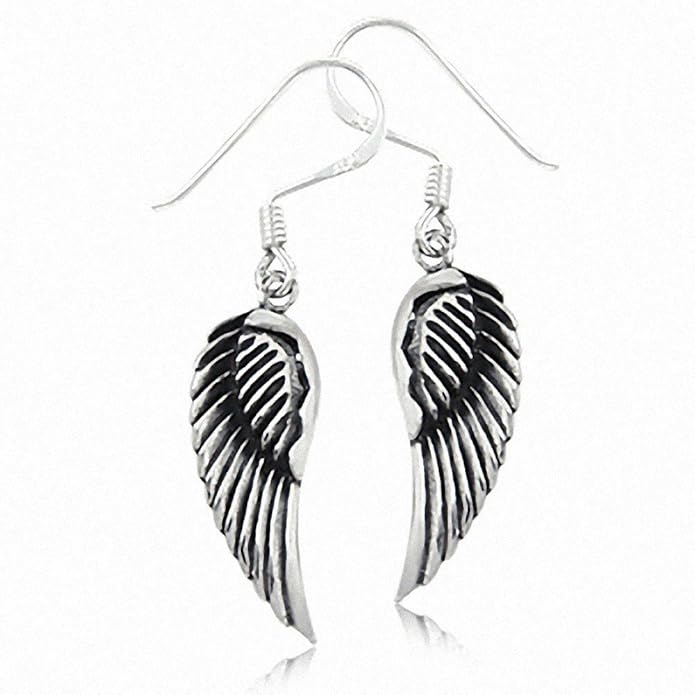 Amazon.com: Silvershake 925 Sterling Silver Angel Wing Dangle Earrings ...