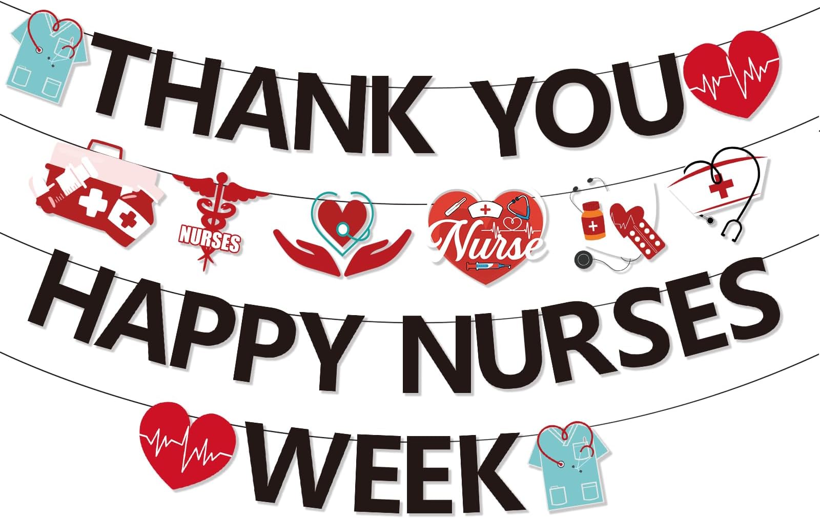 Amazon.com: NUTTYBASH Nurses Week Banner Decorations, Happy Nurses Week ...