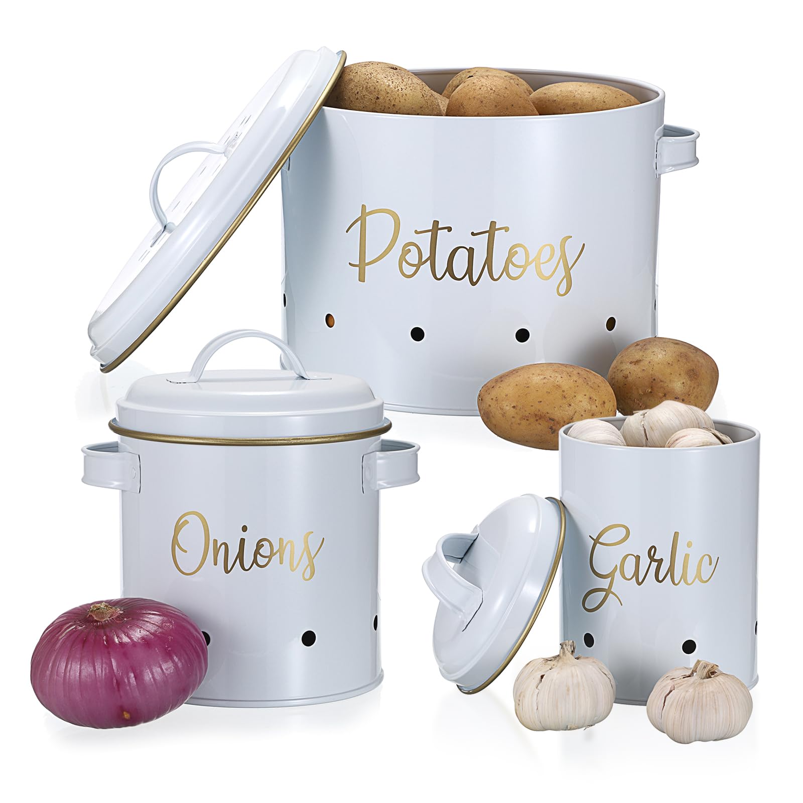 Amazon.com: OwnMy Set of 3 Potato Onion Garlic Storage Bins Vegetable ...