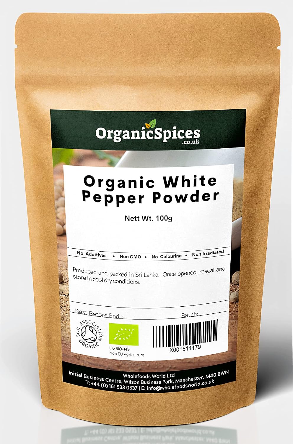 Organic White Pepper Powder (100g) | Soil Association Certified ...