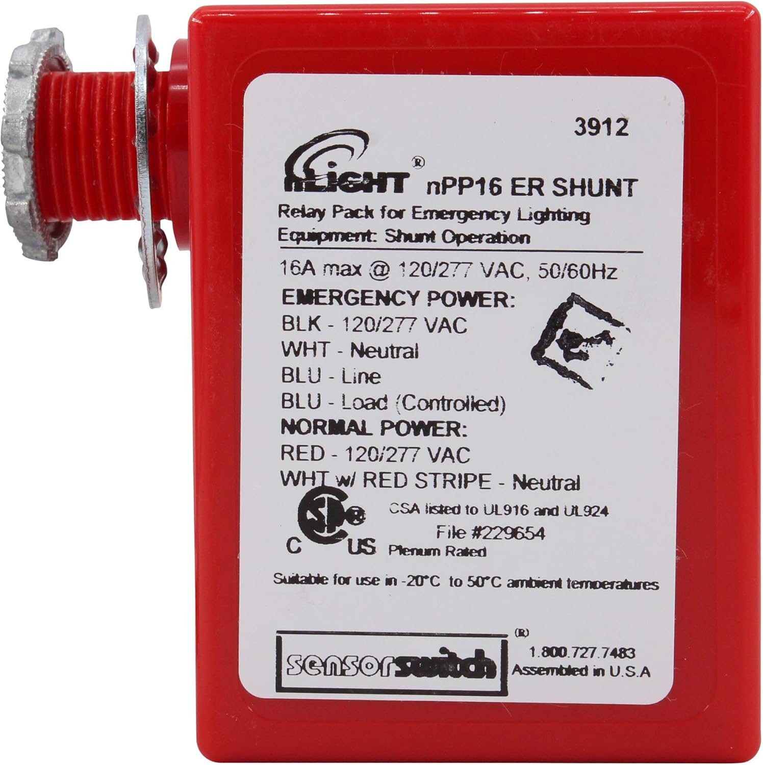 Sensor Switch NPP16-ER-SHUNT nLIGHT Emergency Shunt Power Pack, Plenum ...