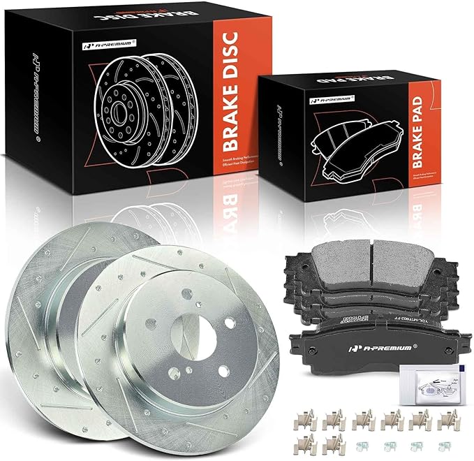 Amazon.com: A-Premium 12.01 inch (305mm) Front Drilled and Slotted Disc Brake Rotors + Ceramic ...