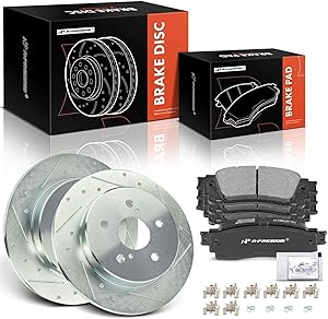 Amazon.com: A-Premium 12.01 inch (305mm) Front Drilled and Slotted Disc Brake Rotors + Ceramic ...