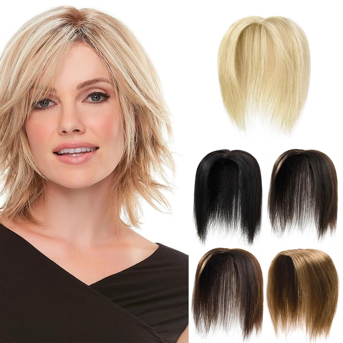 Amazon.com : Rose bud 100% Human Hair Toppers Hair Pieces with Thinning ...