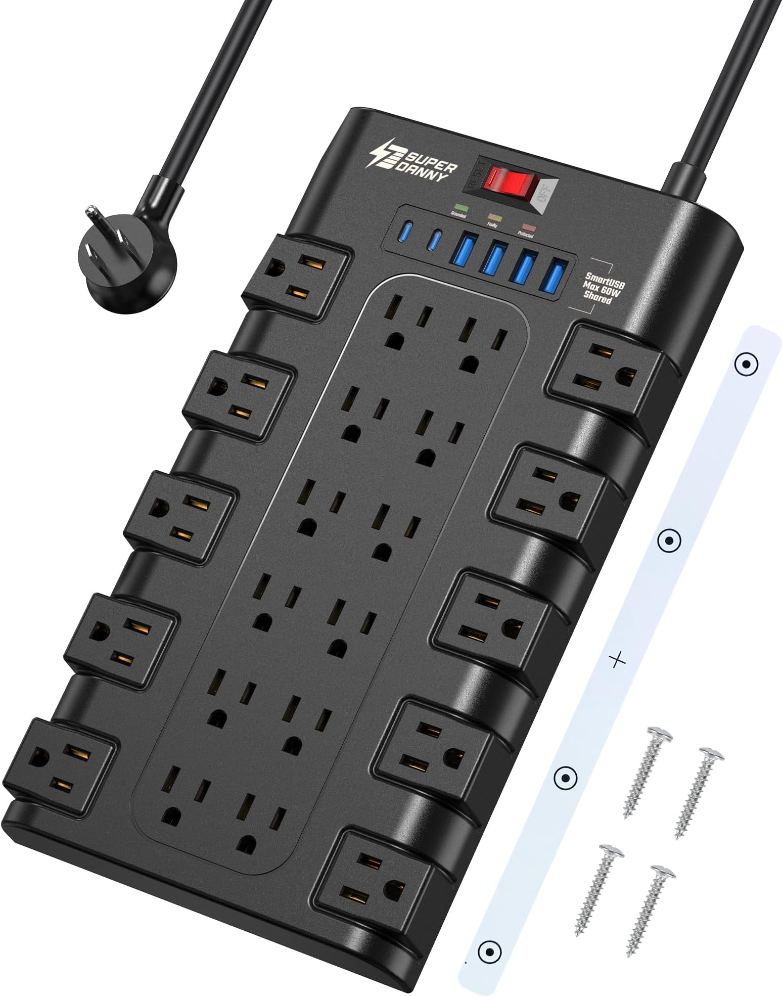 Amazon.com: Surge Protector Power Strip, SUPERDANNY Charging Station 22 ...