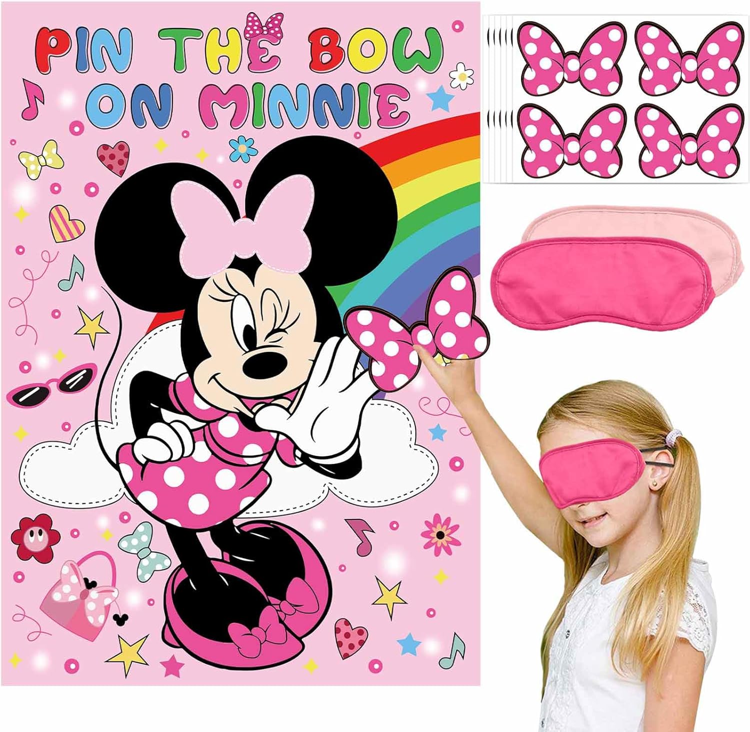 Amazon.com: Minnie Birthday Party Decorations Pin The Bow Tie on The ...