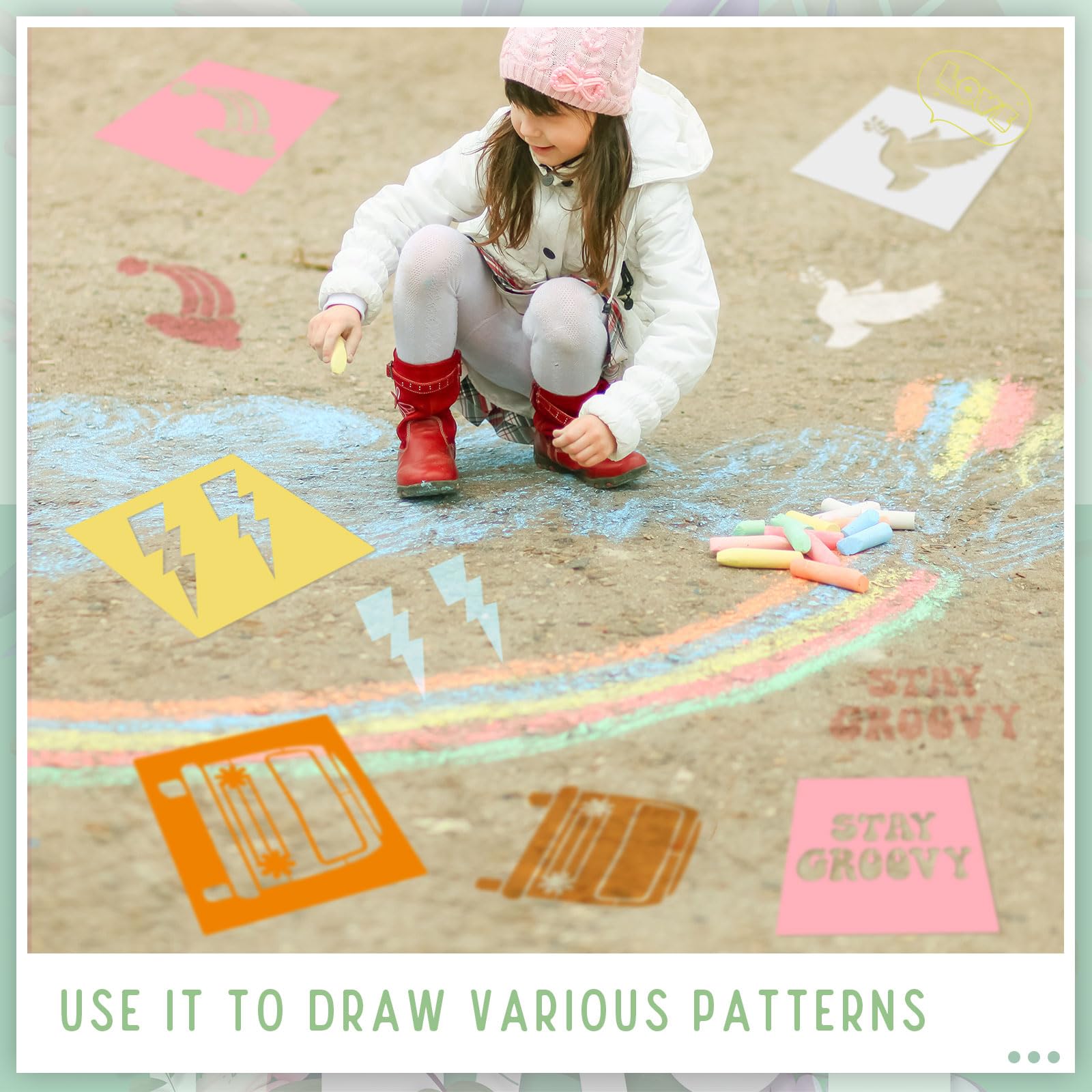 Snapklik.com : 24 Pcs Boho Groovy Peace Stencil Set 8 X 8 Inch Plastic ...