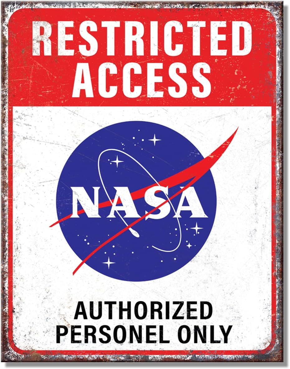 Amazon.com: Desperate Enterprises NASA Restricted Tin Sign - Nostalgic ...