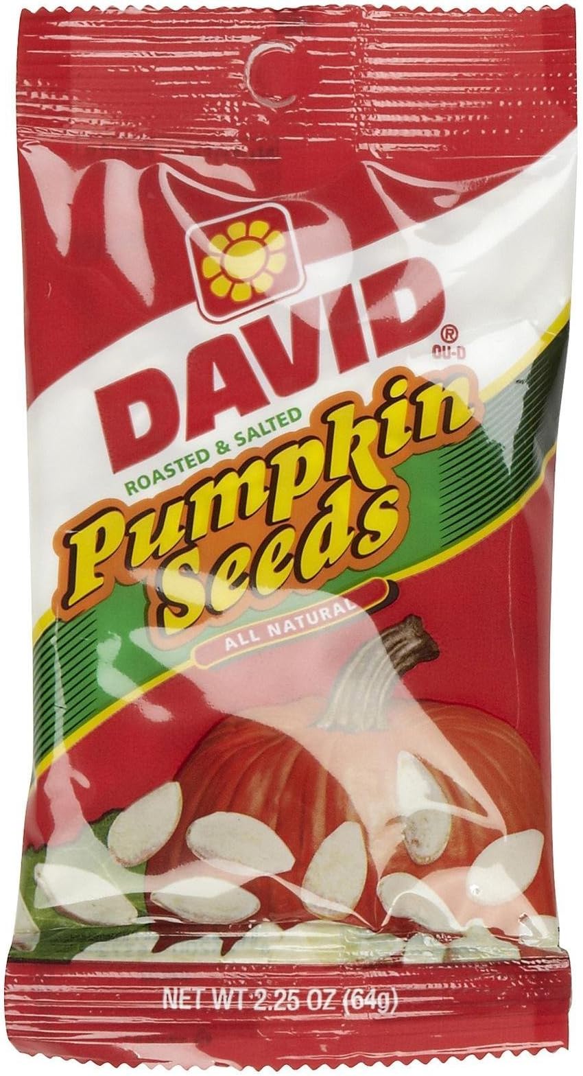 Amazon.com : DAVID Roasted and Salted All Natural Pumpkin Seeds, 5oz ...