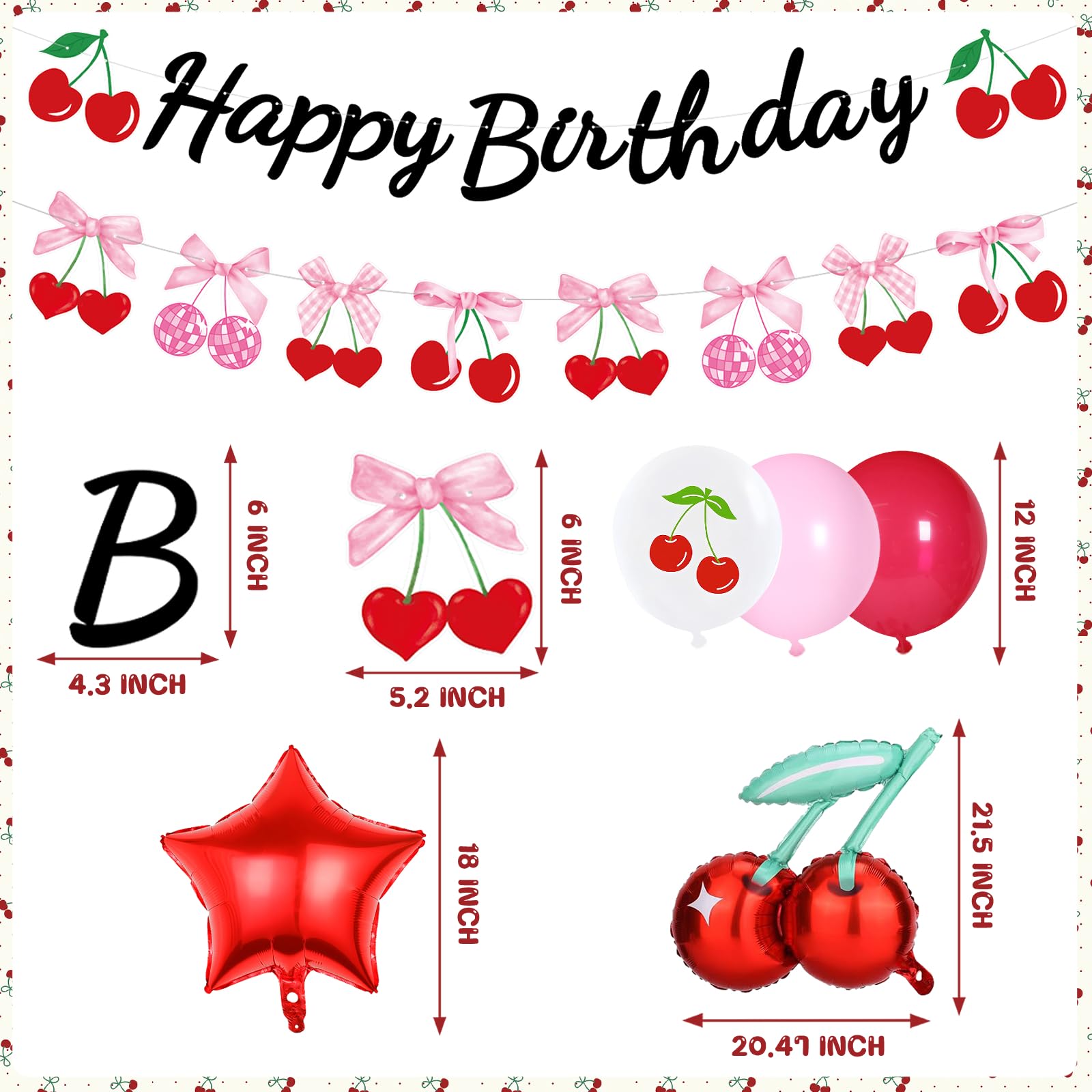 Snapklik.com : Cherry Birthday Party Decorations - Cherries Fruit ...
