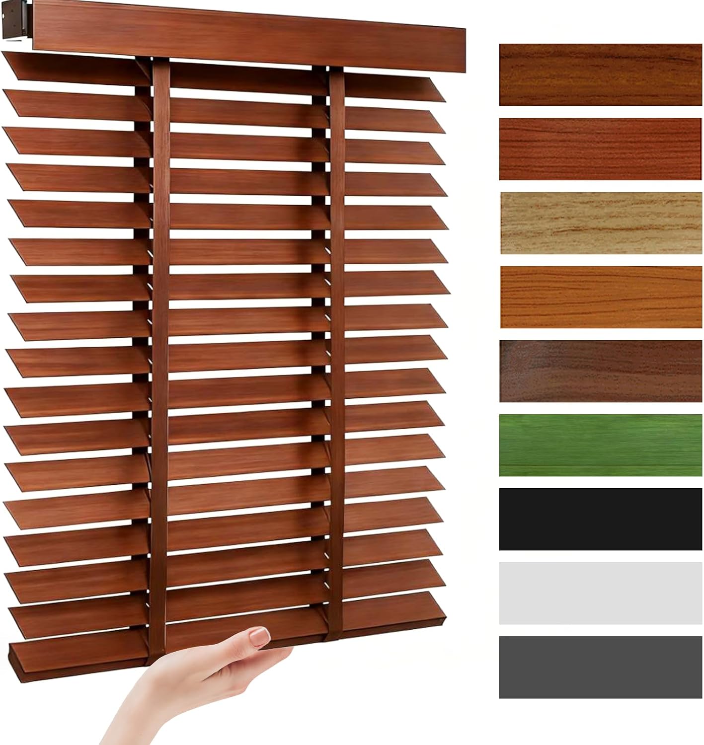 Amazon.com: Custom Cordless Wood Blinds for Indoor Windows, Wooden ...