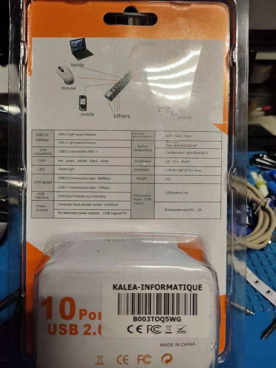 Kalea-INFORMATIQUE HUB multienchufe USB 2.0 de 10 Puertos con ...