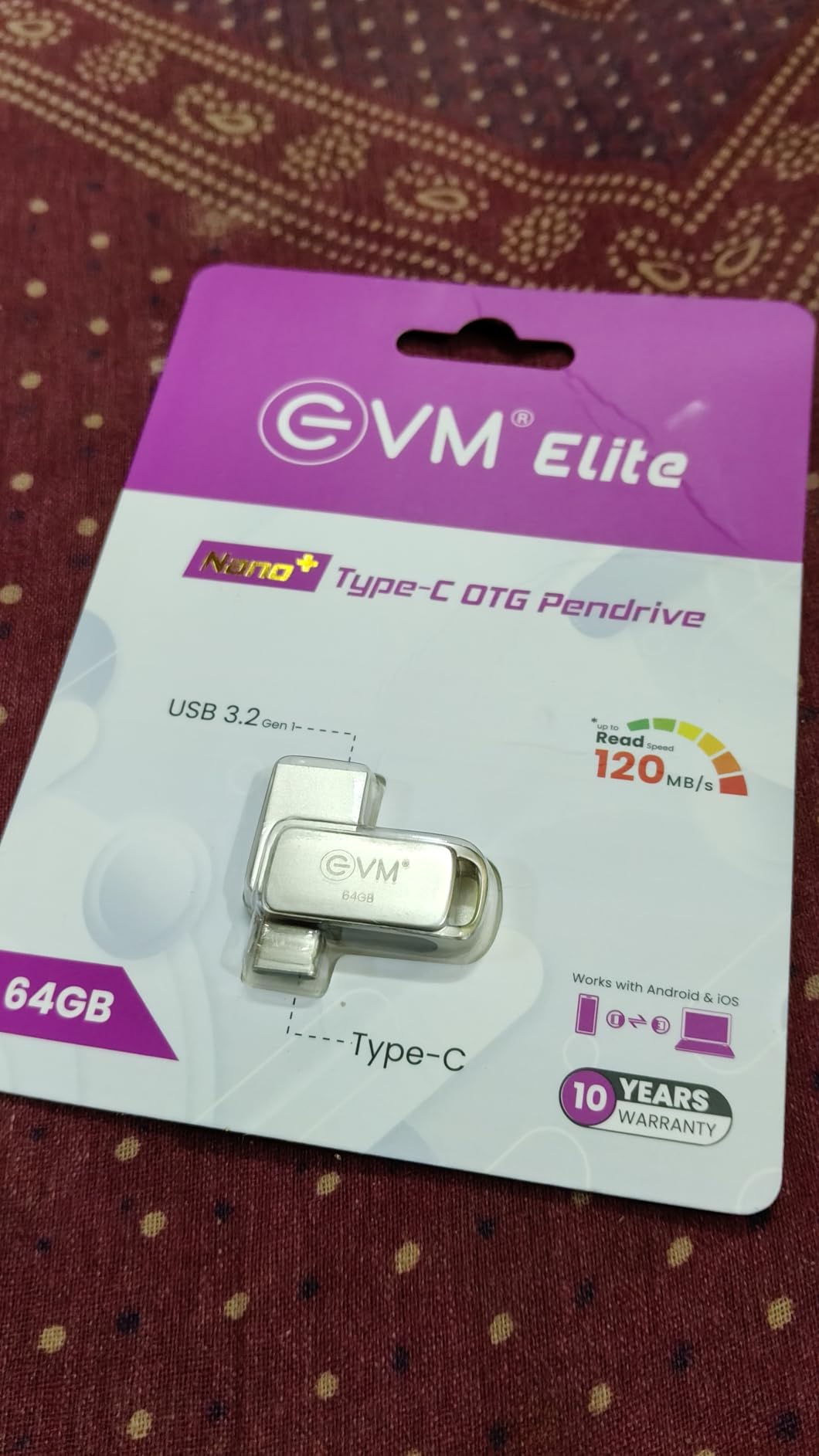 EVM 64GB Elite Nano Plus Type C OTG 3.2 Gen 1 Pendrive - 120 MB/s Read ...