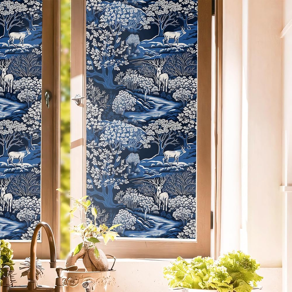 Amazon.com: 16“x118 Dark Blue Sliver Forest Art Double Side Window ...