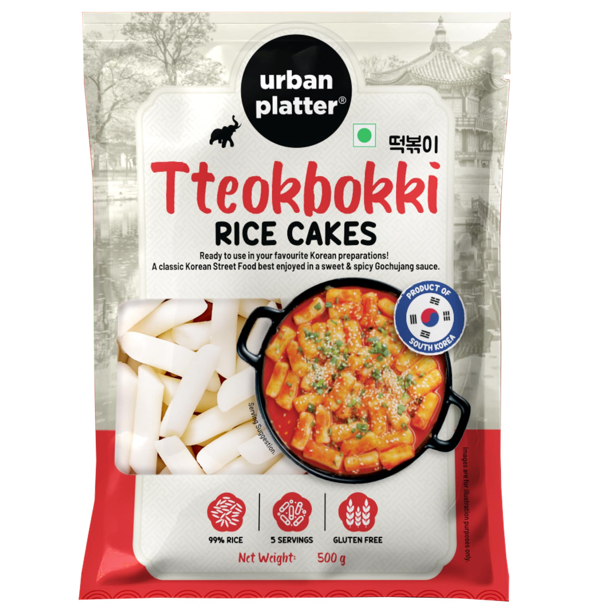 Urban Platter Classic Korean Tteokbokki Rice Cakes, 500g [Garaetteok ...
