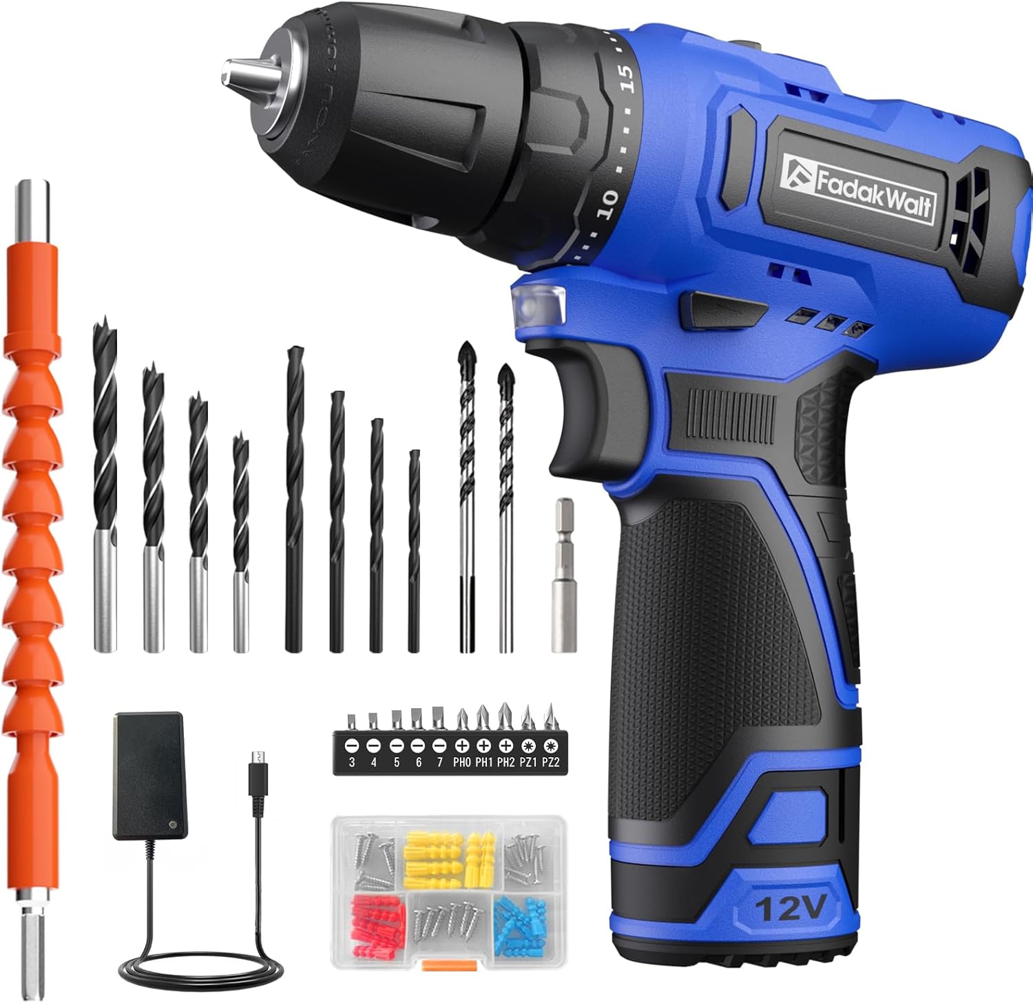 FADAKWALT 12V Cordless Drill, Battery Power Drill Drivers, 3/8” inch ...