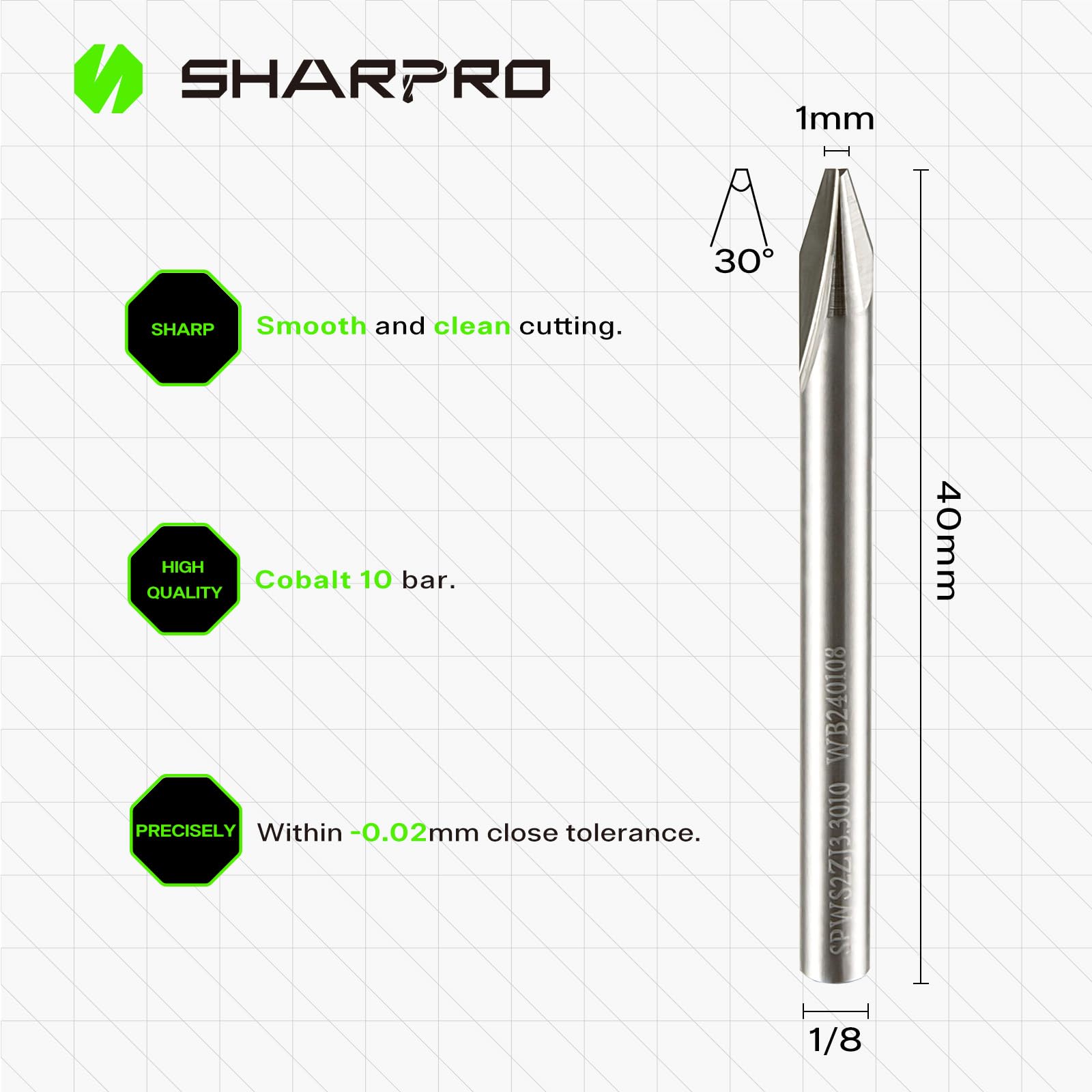 Snapklik.com : Chamfer End Mill Carving Liner V-bit 30 Degree 1/8 Inch ...