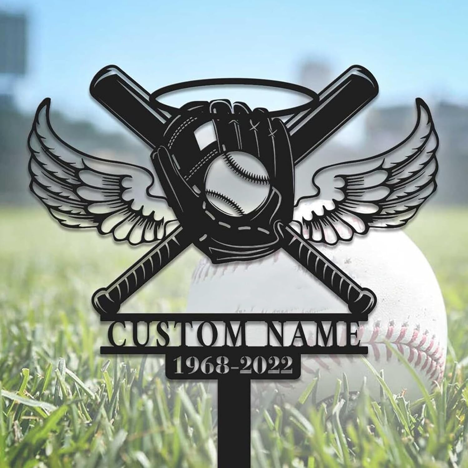 Amazon.com: HDBMHDBM Custom Baseball Silhouette Memorial Metal Sign ...