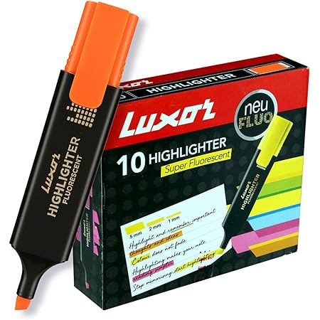 Luxor 1851 Highlighter - Yellow - Box of 10 : Amazon.in: Office Products