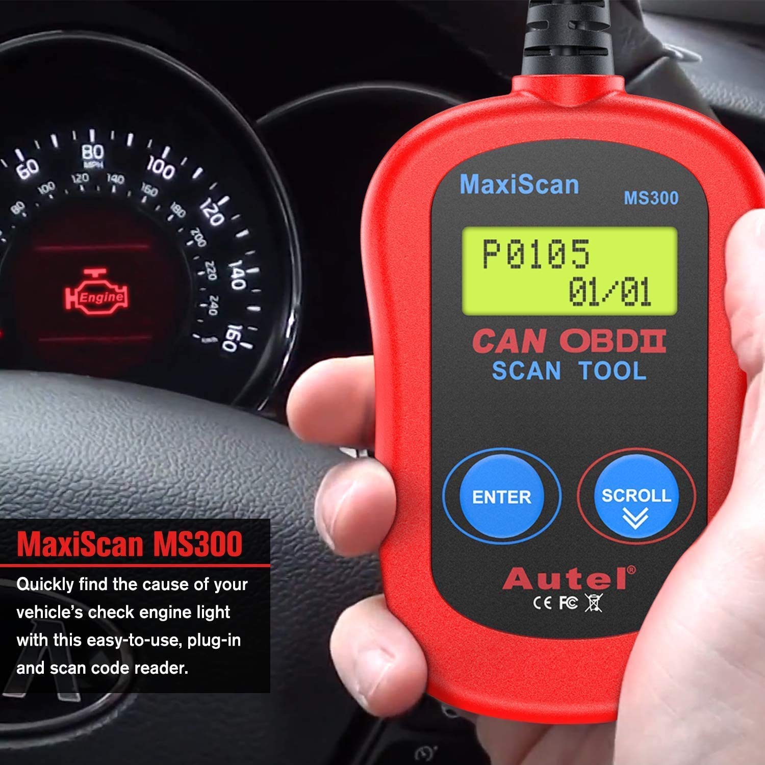 Autel MS300 Universal OBD2 Scanner Car Code Reader Turn Off Check