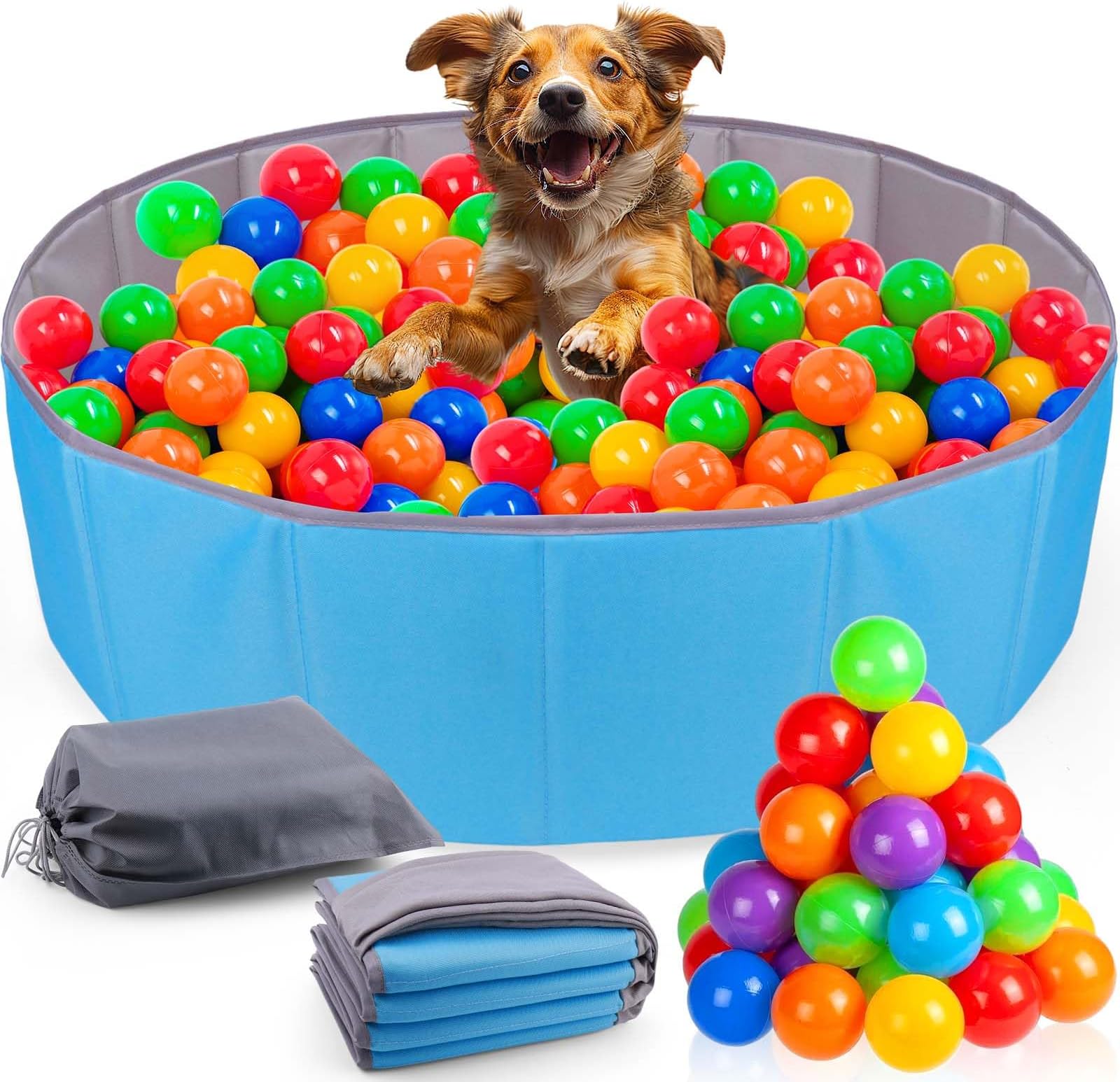 Pet Supplies : Juome Dog Ball Pit with Balls Included, Foldable Ball ...