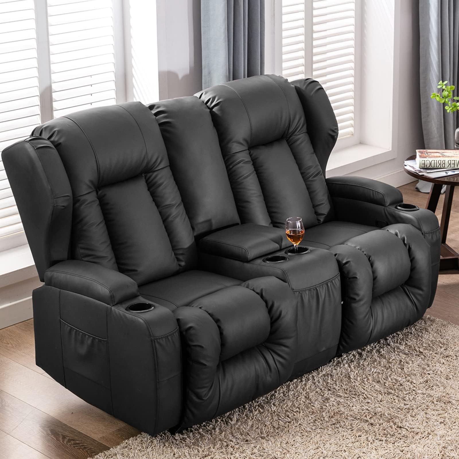 Amazon.com: SAMERY Loveseat Recliner Reclining Loveseat with Console ...