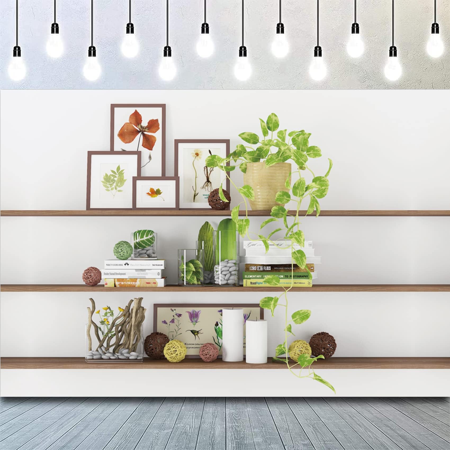 Amazon.com : CSFOTO 8x6ft Modern Living Room Decor Backdrop Green Plant ...