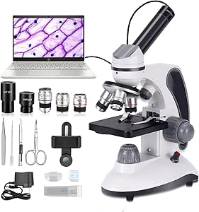 Amazon.co.jp: Microscope 40 X-2000 X Magnification Wide-Angle Eyepiece ...