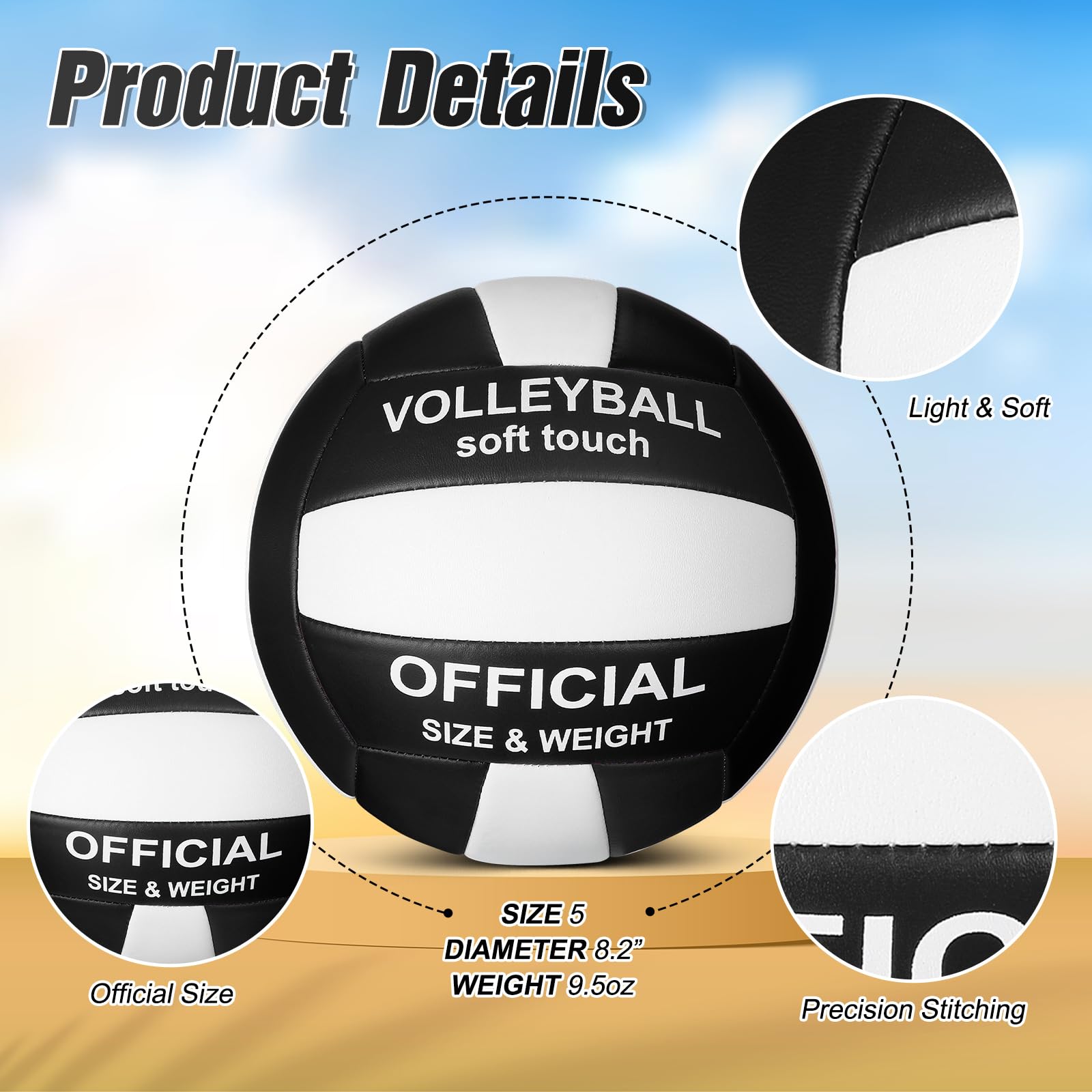 Snapklik.com : Lenwen 2 Pack Beach Volleyball Official Size 5 For ...