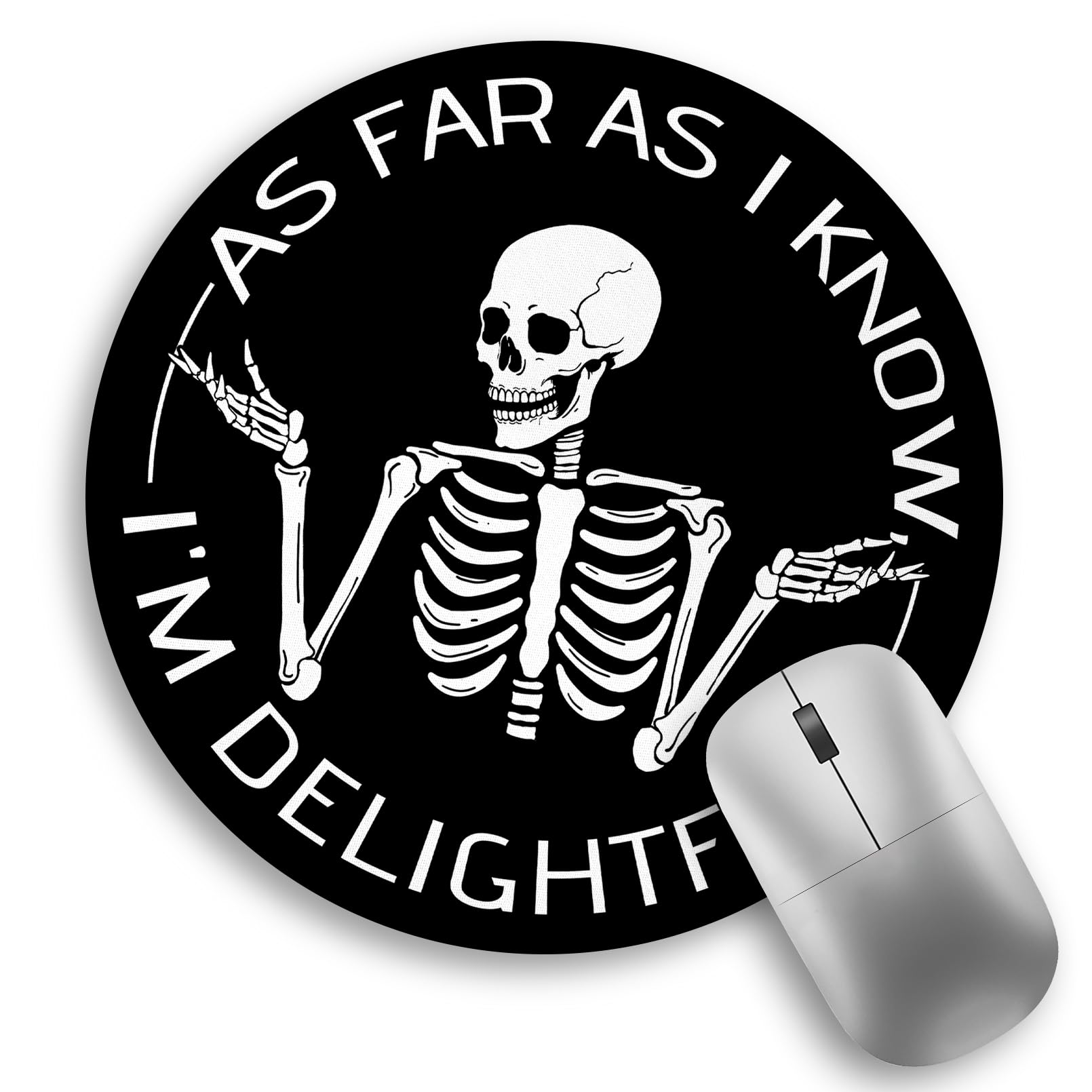 Amazon.com: Skeleton Round Mouse Pad, Black Funny Small Mouse Pad with ...