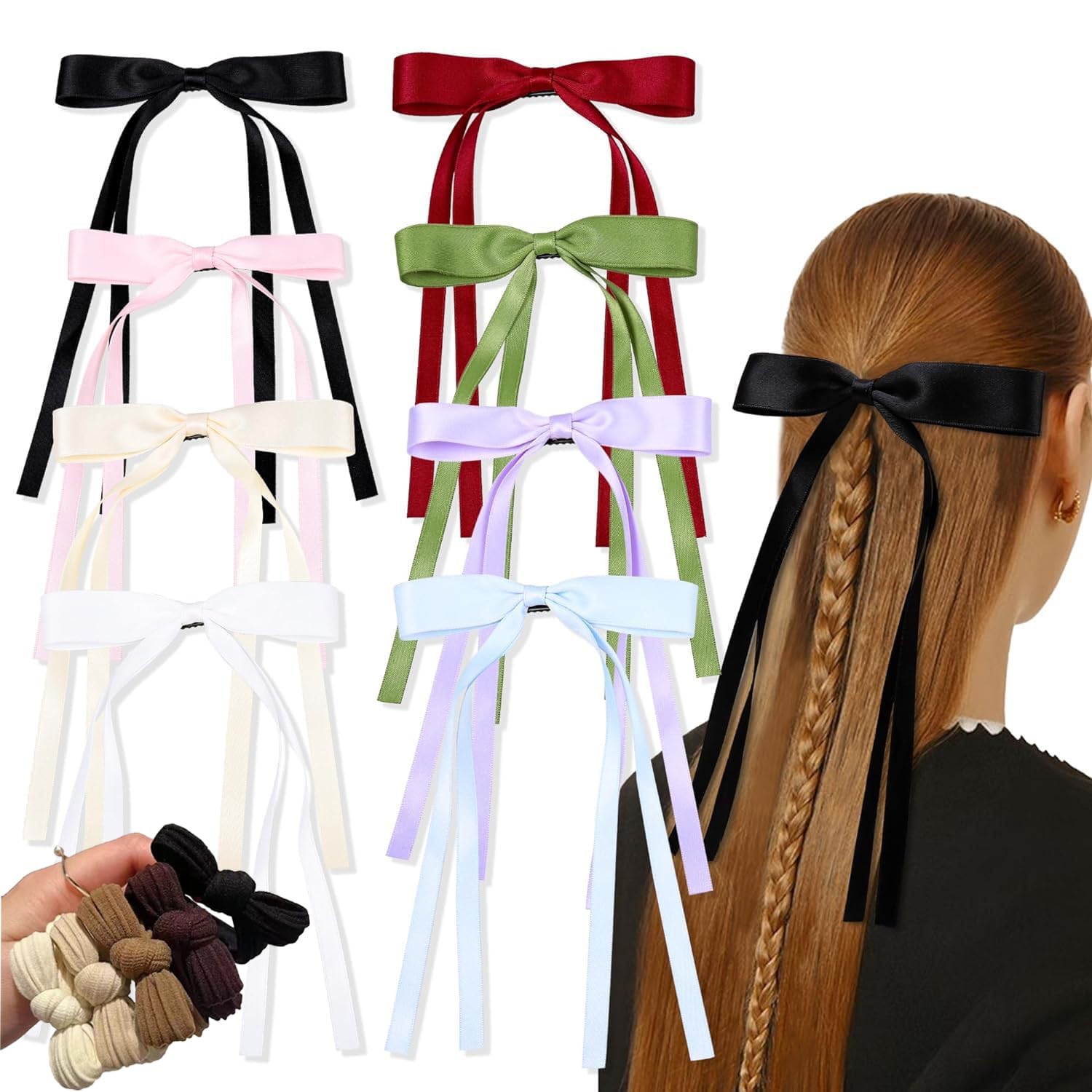 Amazon.com : 8PCS Ribbon Bow Hair Clips - Women's French Dress Up Hair ...