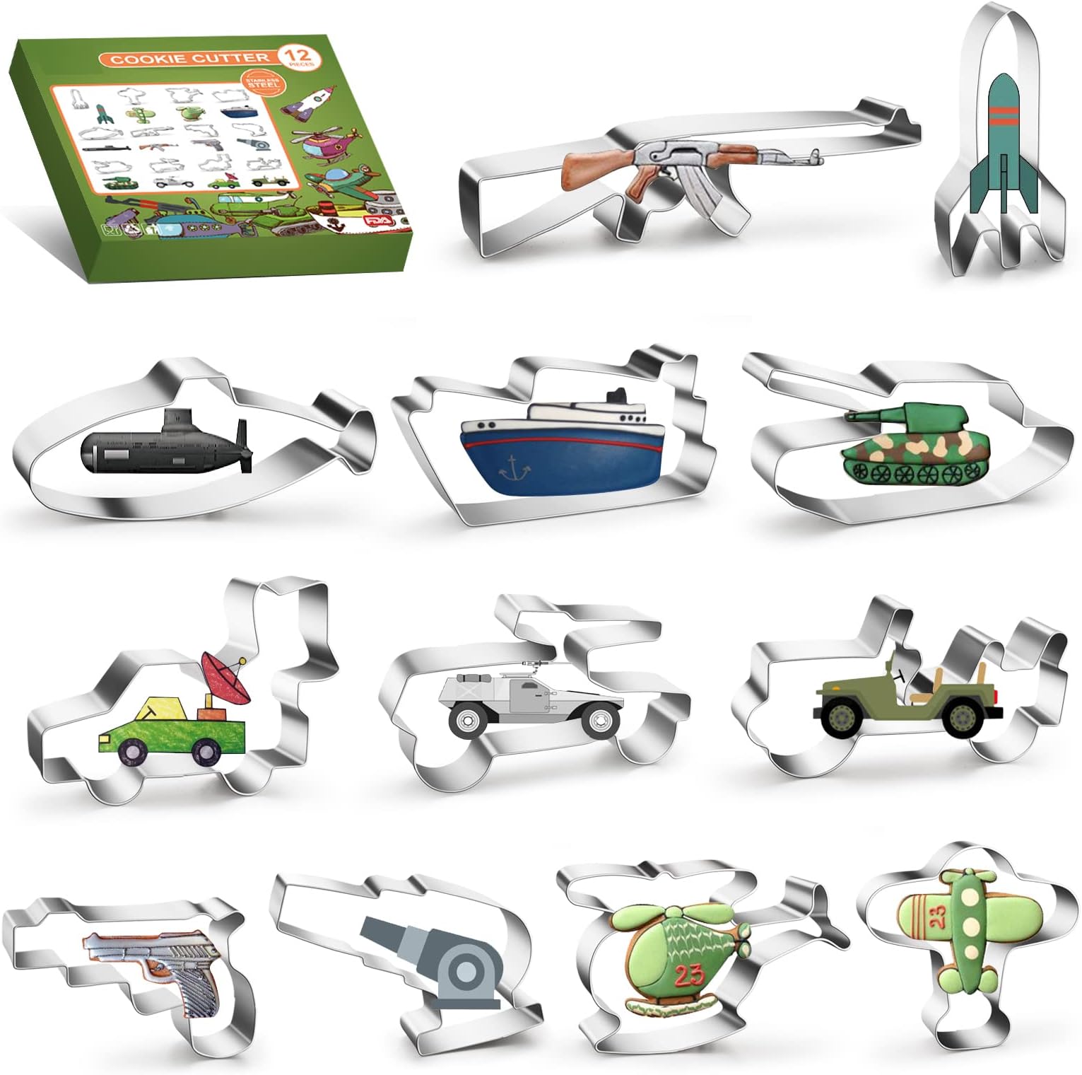 Amazon.com: Military Army Cookie Cutter 9 Piece Set from The Cookie ...