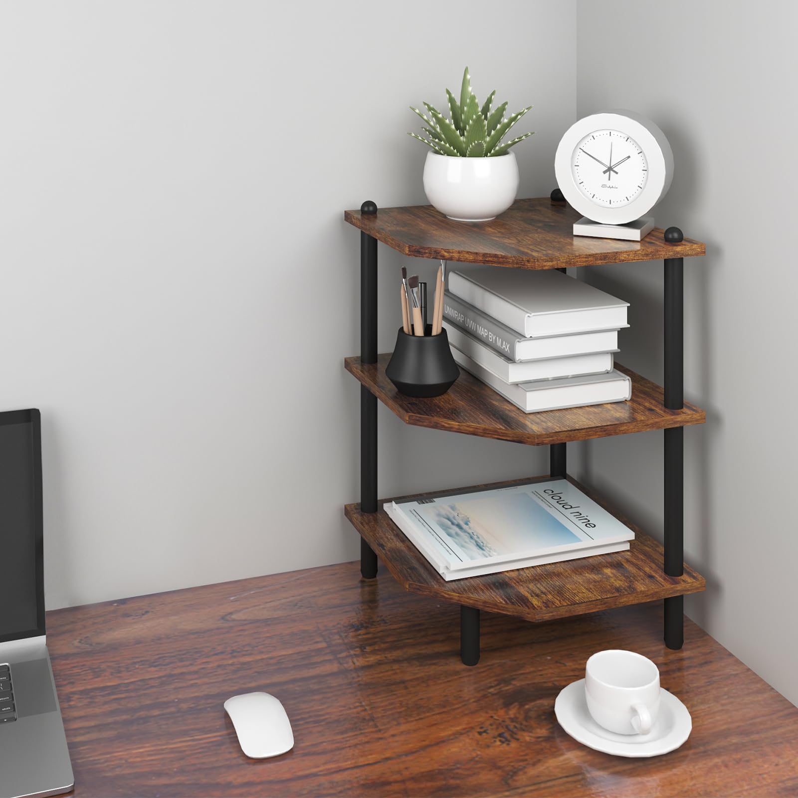 Amazon.com: MOFAIN Desktop Corner Stand Shelf for Storage,3 Tier Corner ...
