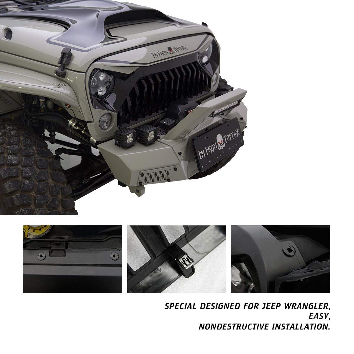 Topfire Upgraded Front Grill for Jeep Wrangler Rubicon Sahara Sport JK ...