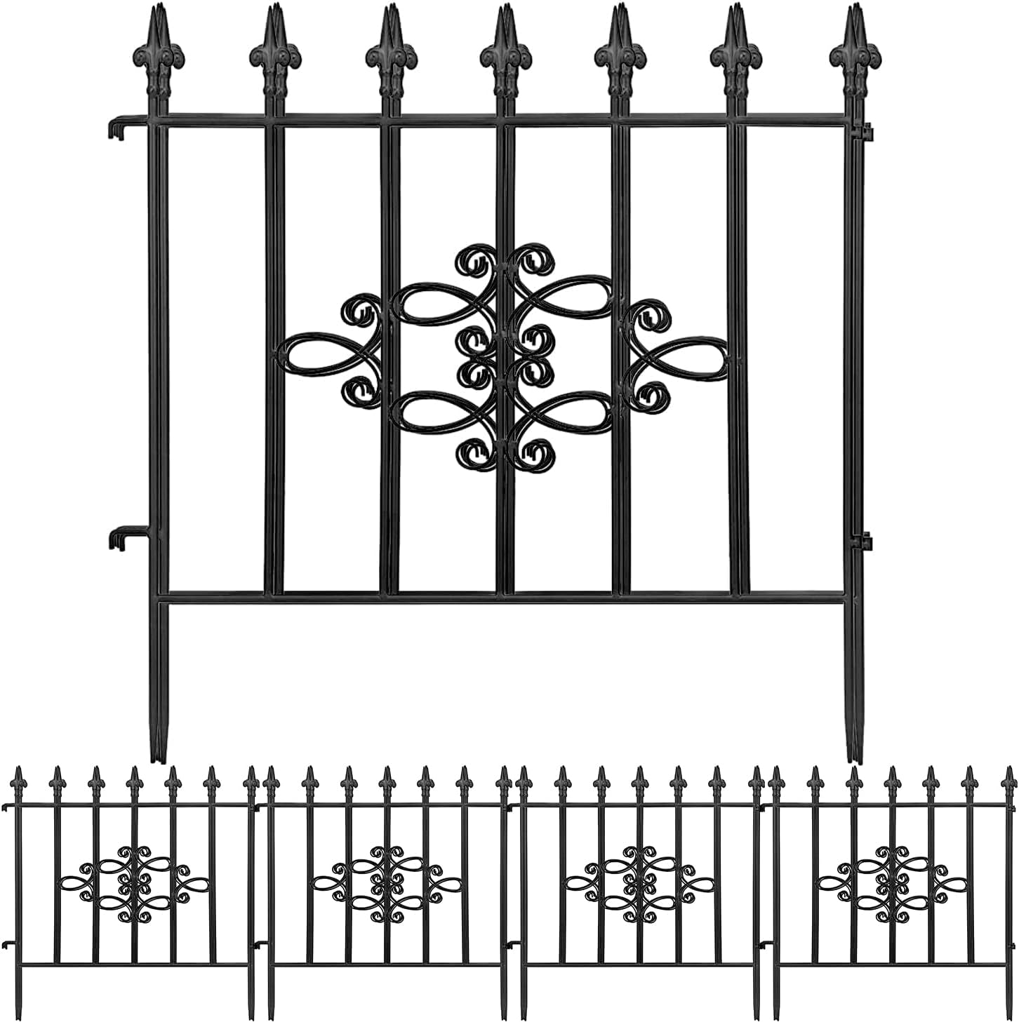 Amazon.com : XCEL - Black Steel Anti-Rust Fence Panel - Flat End Picket ...