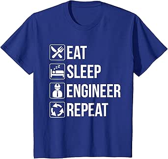 Amazon.com: Funny Eat Sleep Engineer Repeat Engineering TShirt ...