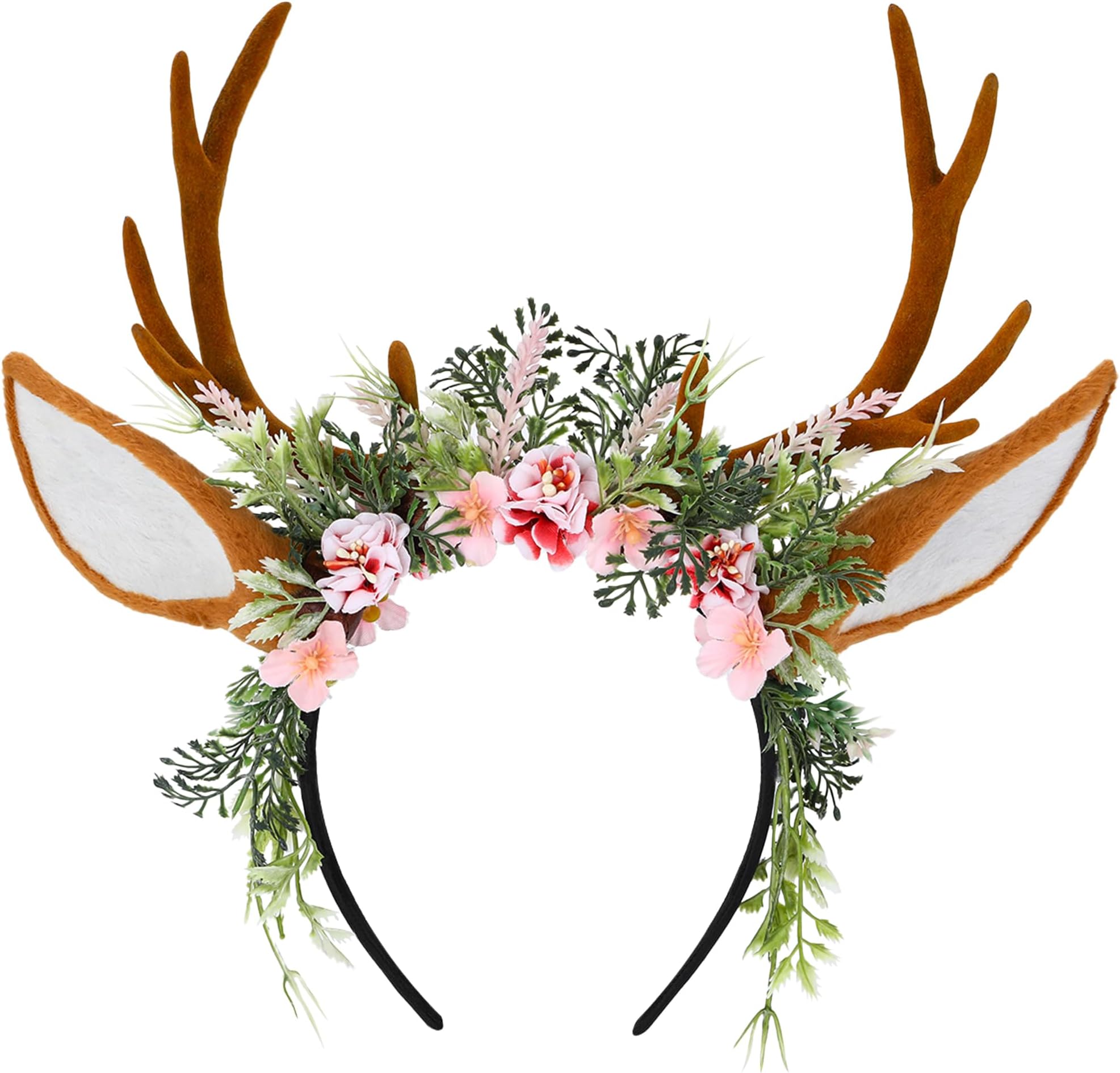 Amazon.com : MOSTORY Handmade Antler Headband Brown - Adjustable ...
