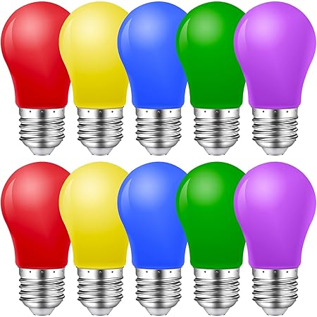Suncan 10-Pack E27 Screw Cap Coloured LED Light Bulbs Lamps for Outdoor ...