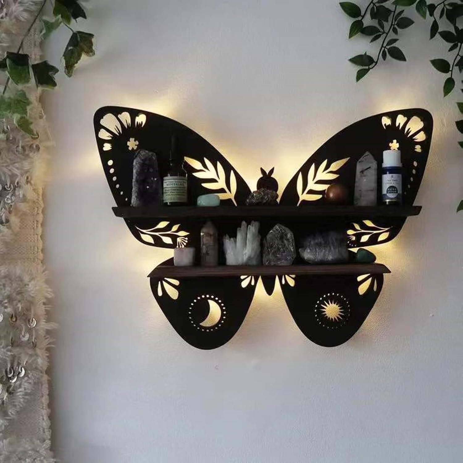 Amazon.com: LIMIOFAQ Luna Moth Lamp Crystal Shelf Wall Mounted Floating ...