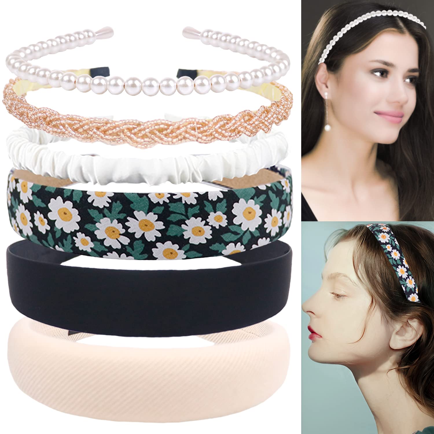 Amazon.com : LAPOHI 6 Pieces Headbands for Women Cute Hair Hoop Non ...