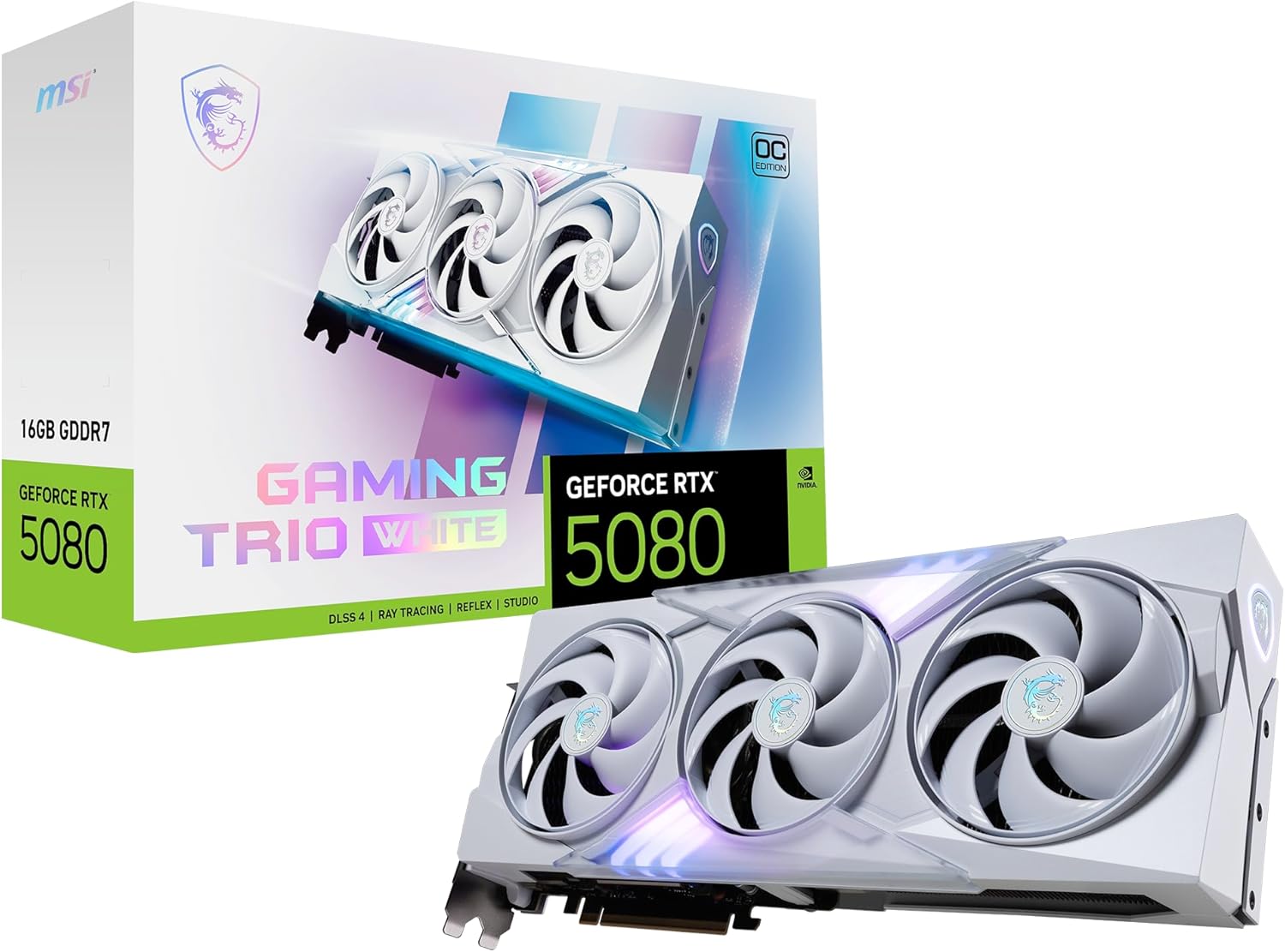 Amazon.com: MSI Gaming RTX 5080 16G Gaming Trio OC White Graphics Card (16GB GDDR7, 256-bit ...