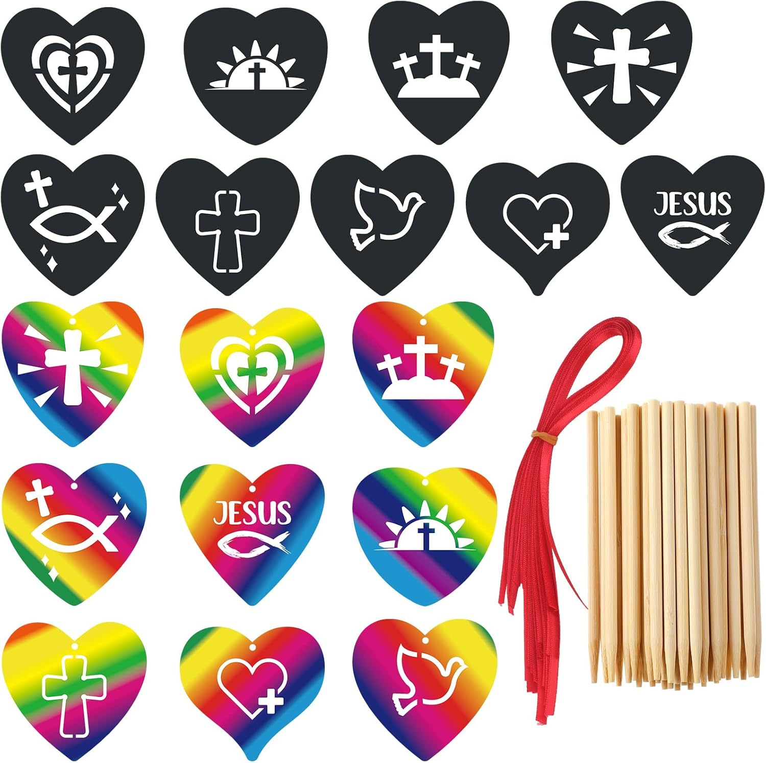 Amazon.com: Jenaai 36 Pcs Easter Cross Scratch Crafts Bulk of Rainbow ...