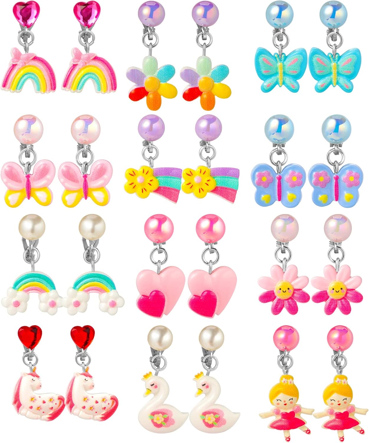 Amazon.com: PinkSheep Clip On Earrings for Girls，Kids Earrings ...