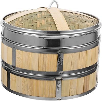 Hcooker 2 Tier Kitchen Bamboo Steamer with Double Stainless Steel ...