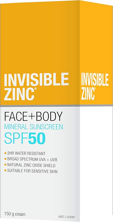 Invisible Zinc SPF50+ Face and Body Sunscreen, 150g : Amazon.com.au: Beauty