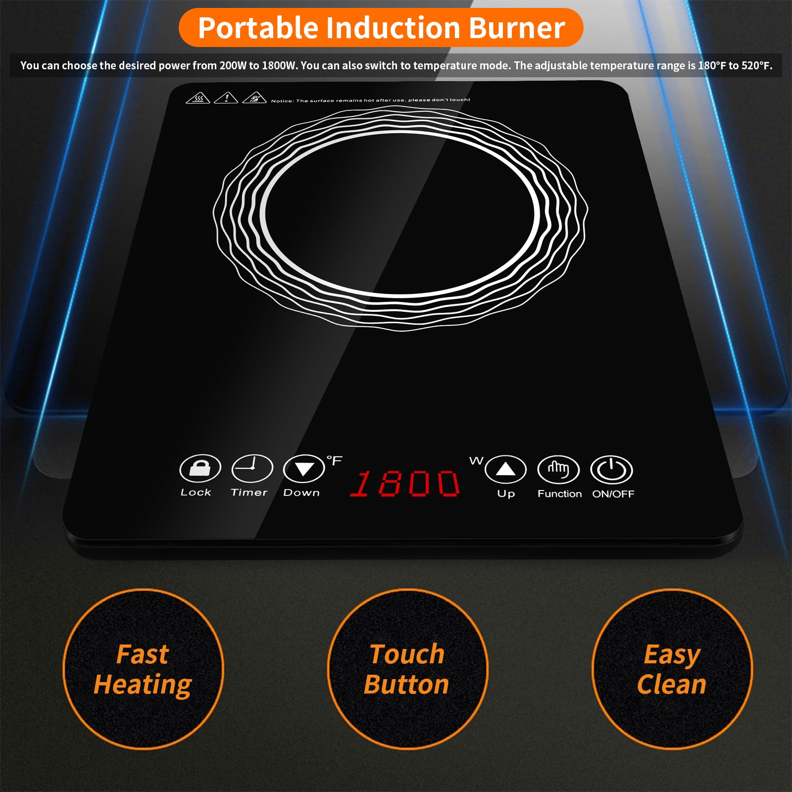 Snapklik.com : Portable Induction Burner, 1500W Electric Induction ...