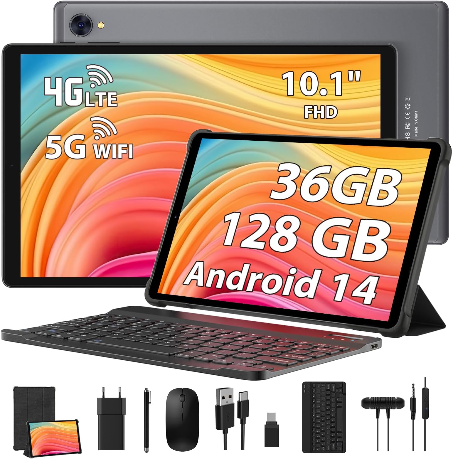 MEBERRY Tablette 10 Pouces Android 10.0 Tablette Tactile, 4 Go RAM 64 ...