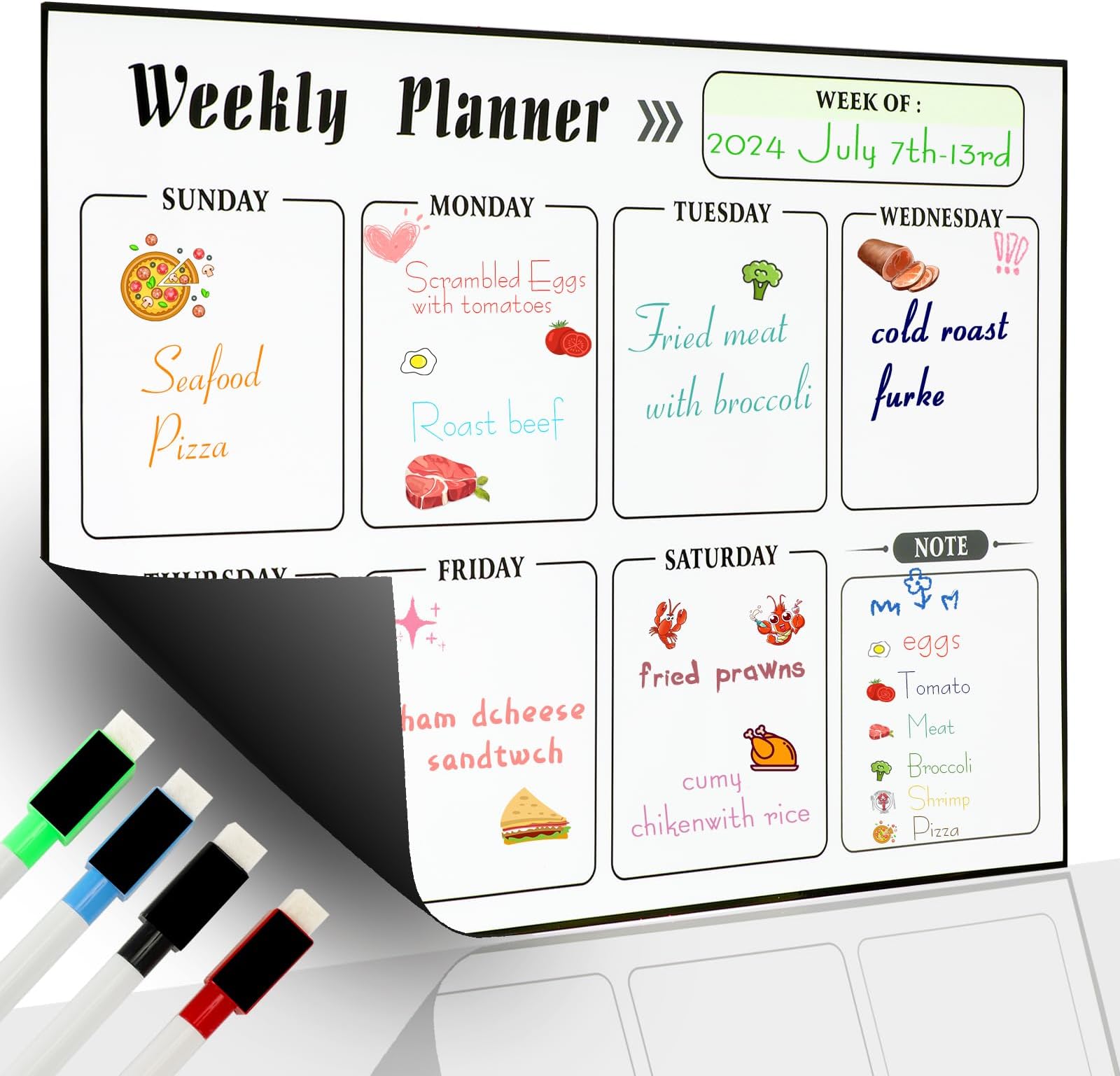 Amazon.com: Meal Planner Magnetic Menu Board for Kitchen Fridge ...