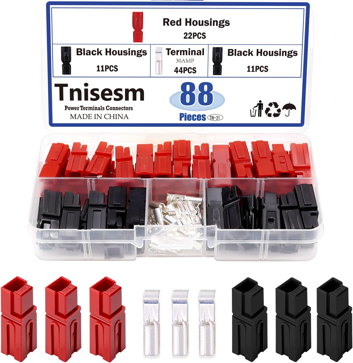 Tnisesm 22 Pair 30AMP Power Pole Connectors, Red Black Quick Disconnect ...